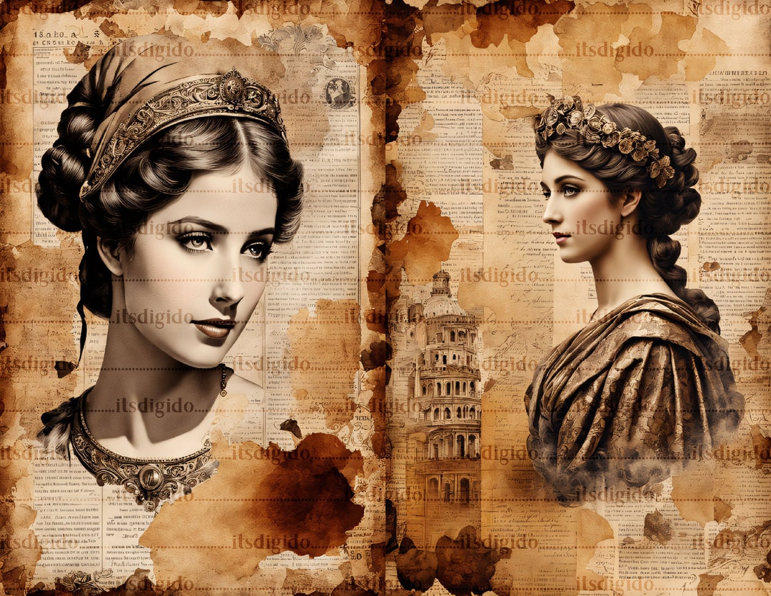 10 Vintage Whimsical Roman Woman Kit Printable Historical Digikit ...