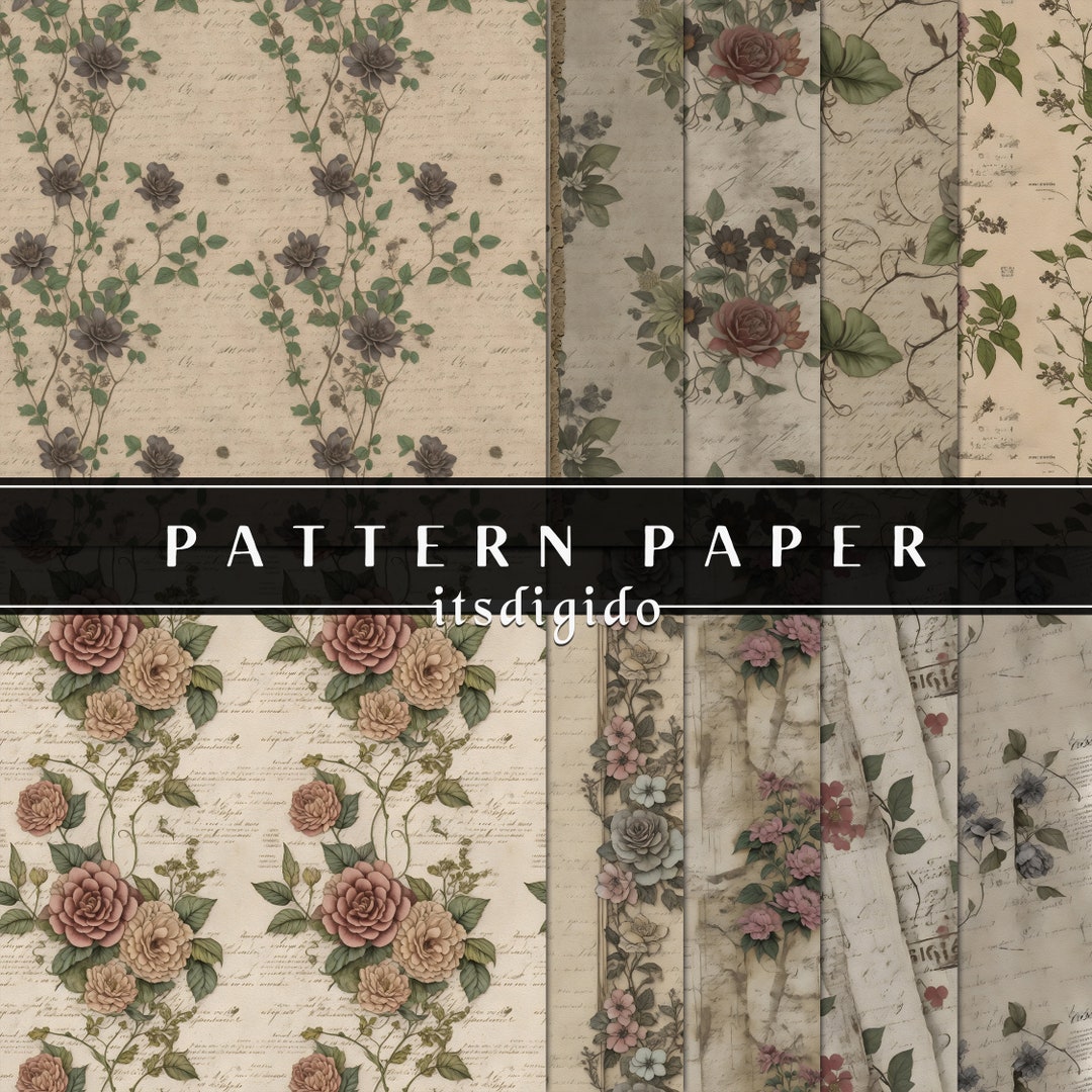 10 Vintage Floral Digital Paper, Seamless Pattern Paper Pack ...