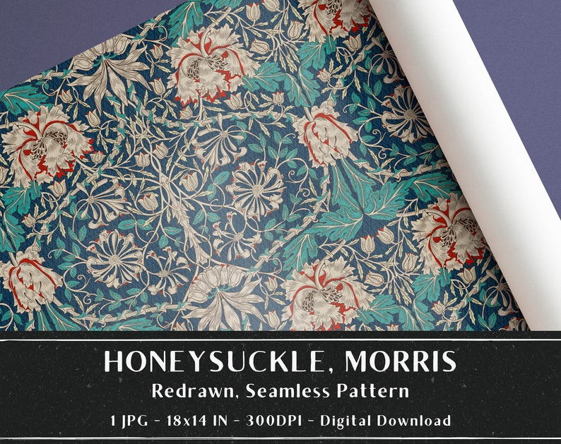William Morris Honeysuckle Art Nouveau Pattern, Floral Pattern ...
