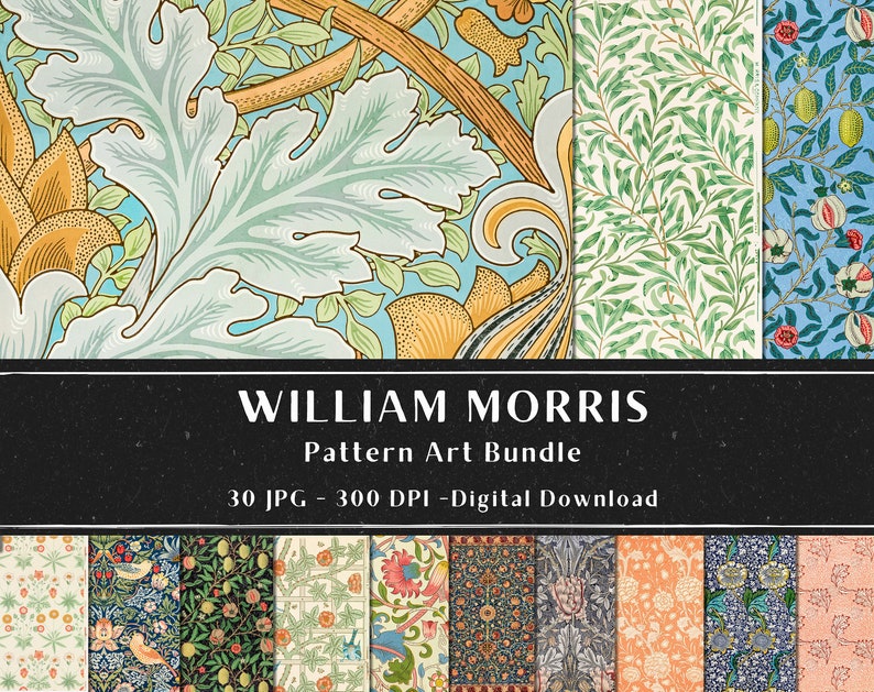William Morris Pattern Bundle, 30 Vintage Pattern Image, Digital Paper, Instant Download - Etsy