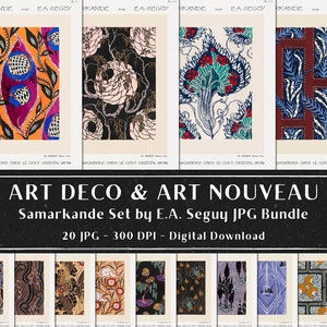 20 Art Deco Art Nouveau Image, Printable Vintage Colorful Wall Art Set ...