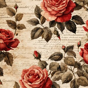 5 Vintage Flowers Digital Kit Printable Antique Roses Botanical Floral ...