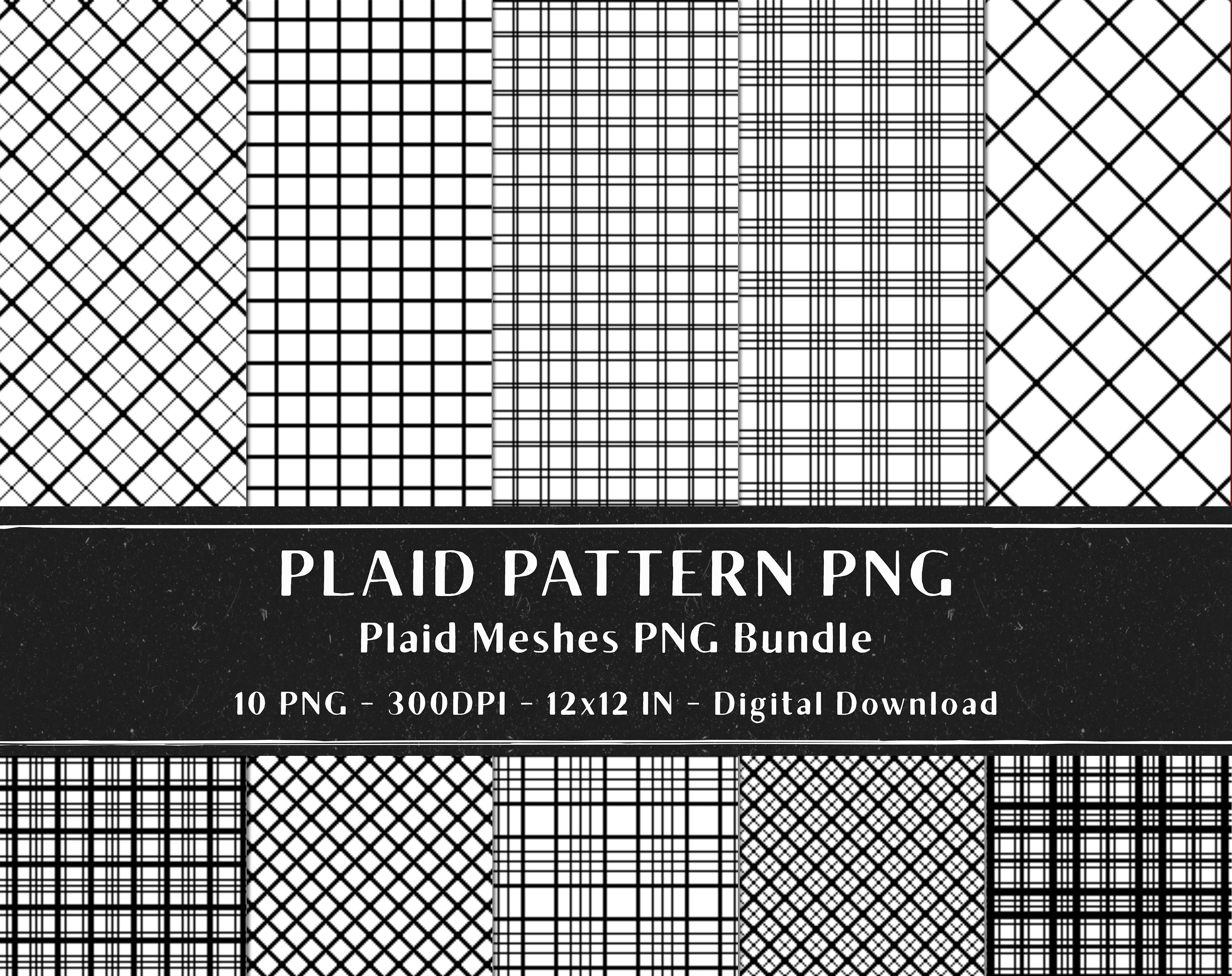 10 PNG Plaid Pattern, Black and White Plaid Meshes, Procreate Photoshop ...