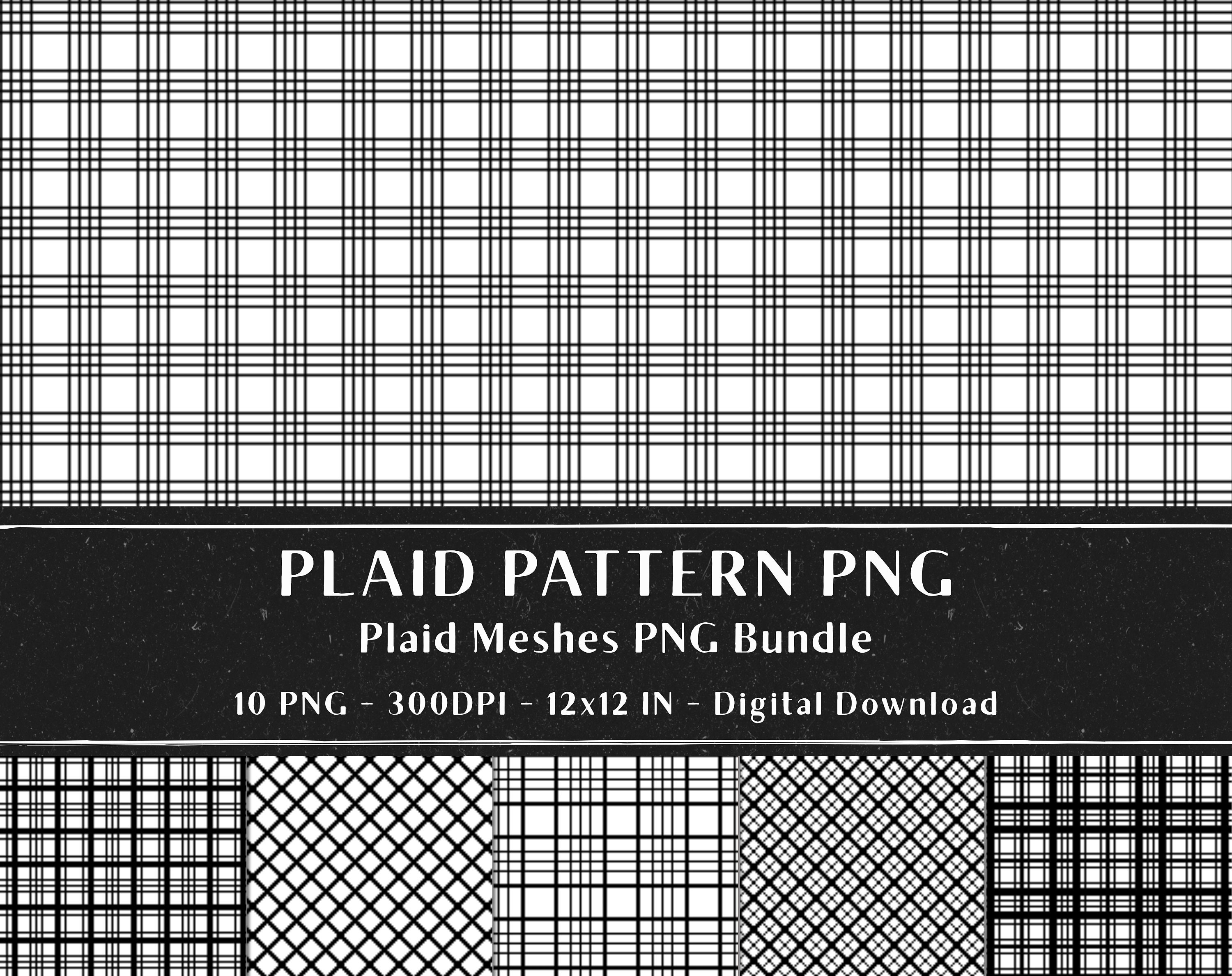 10 PNG Plaid Pattern, Black and White Plaid Meshes, Procreate Photoshop ...