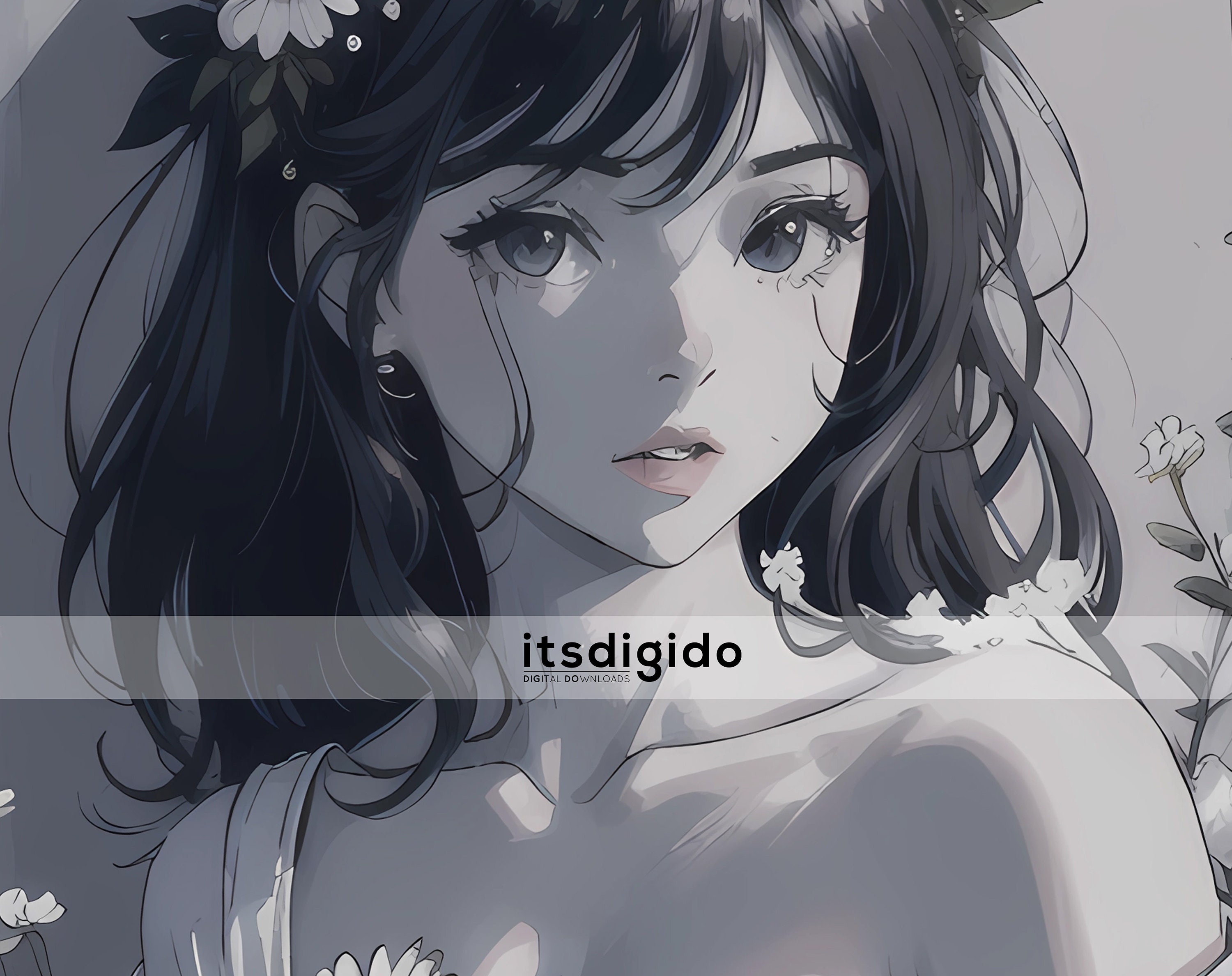 9 Girl With Flowers Drawing ATC Cards, Printable Trading Card, Collage ...