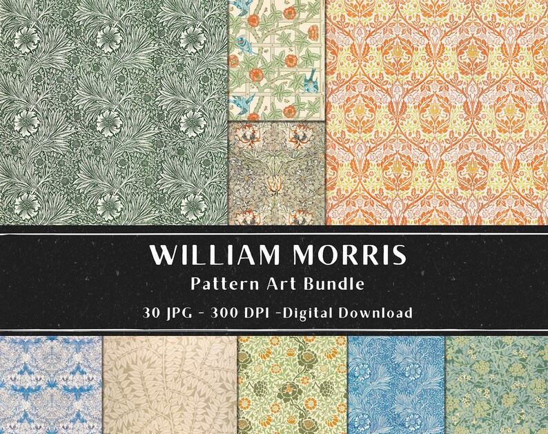William Morris Pattern Bundle, 30 Vintage Pattern Image, Digital Paper ...