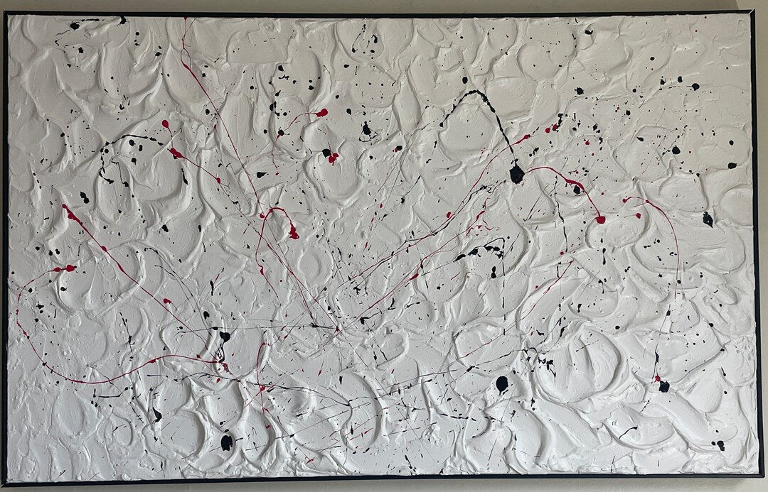 Ladybug Abstract Wall Art, Original White Plaster Textured Art ...