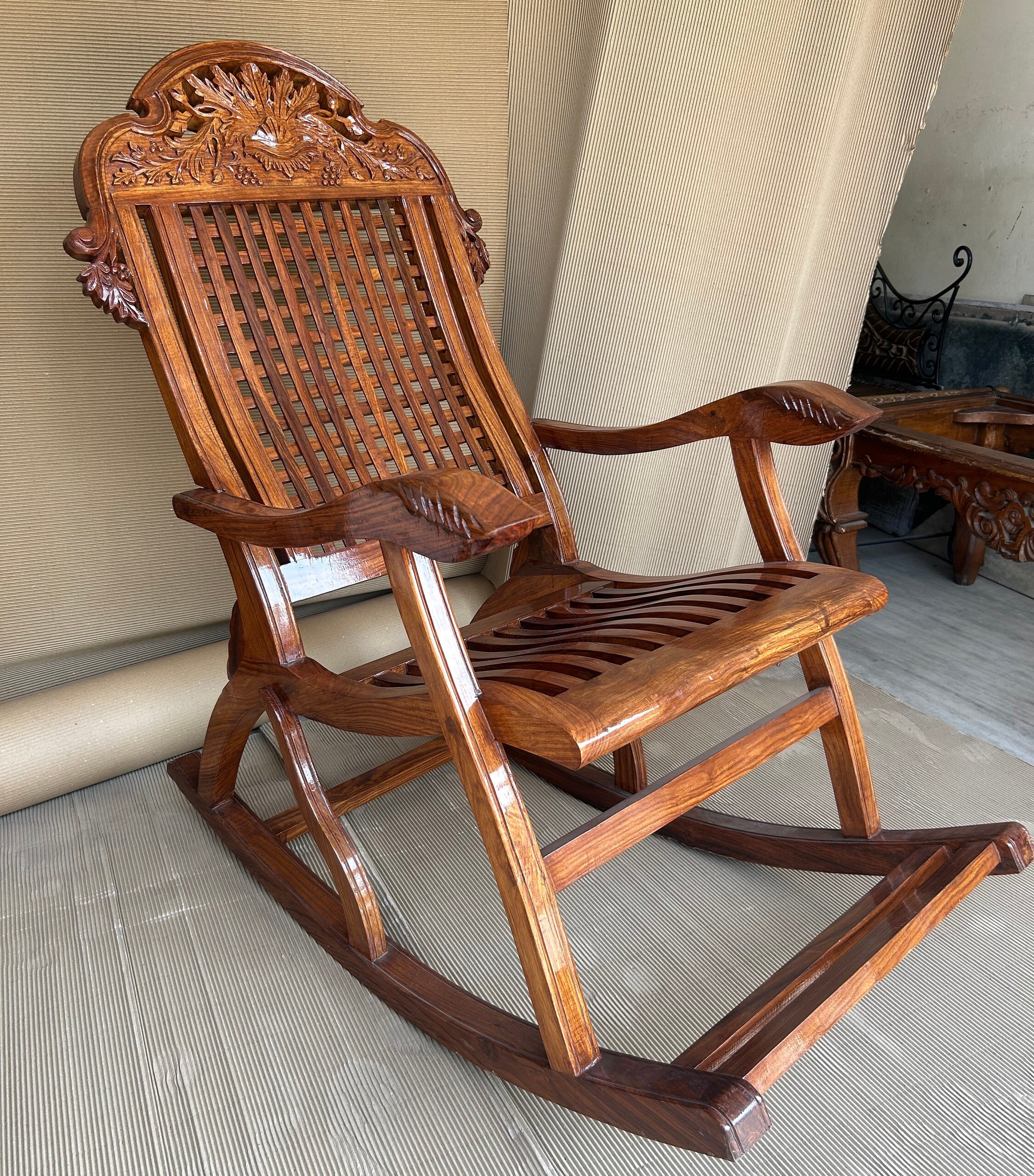 Handmade Wooden Rocking Chair: Rustic Home Décor Furniture - Etsy