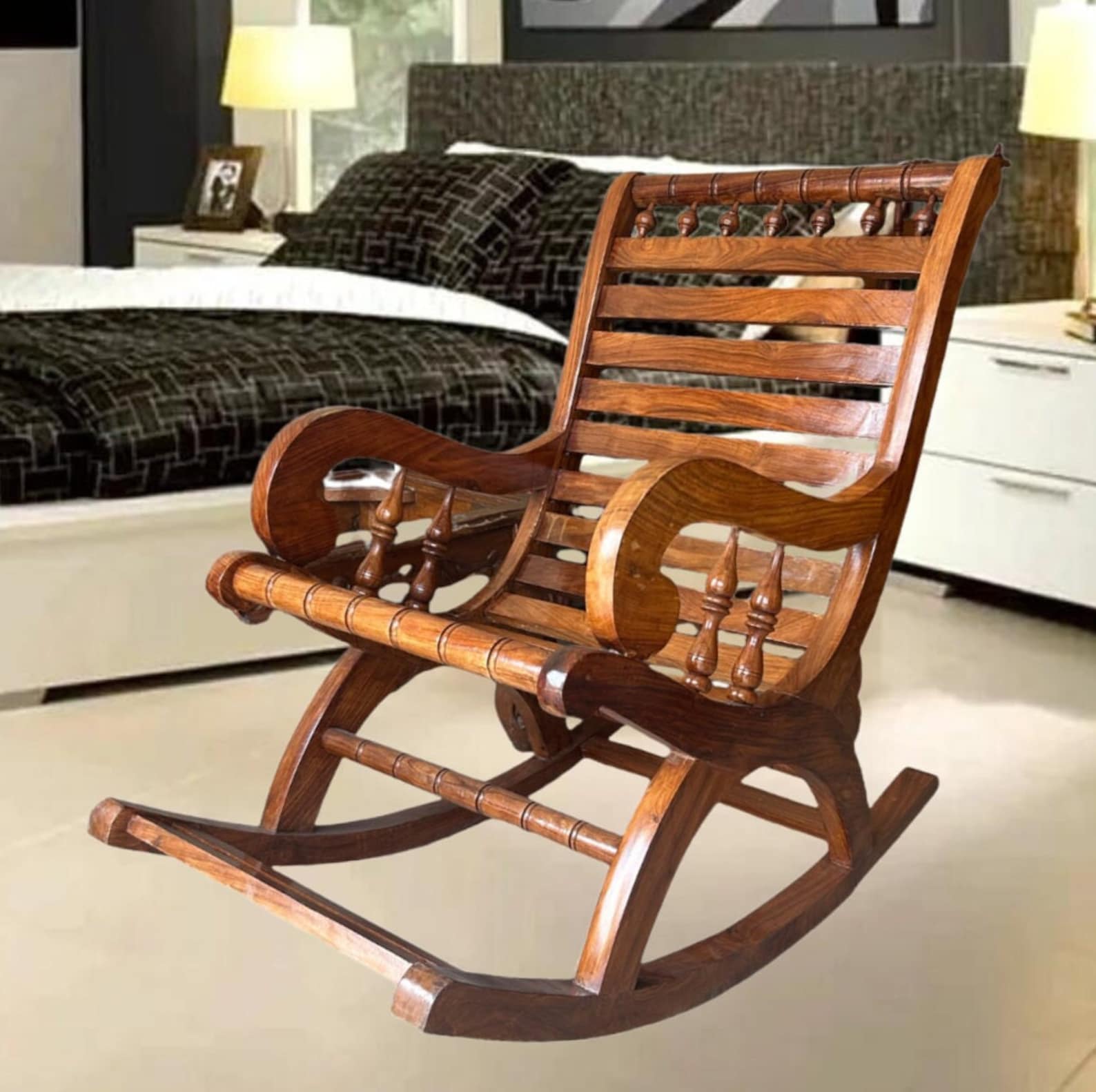 Handmade Wooden Rocking Chair: Stylish and Cozy Accent for Your ...