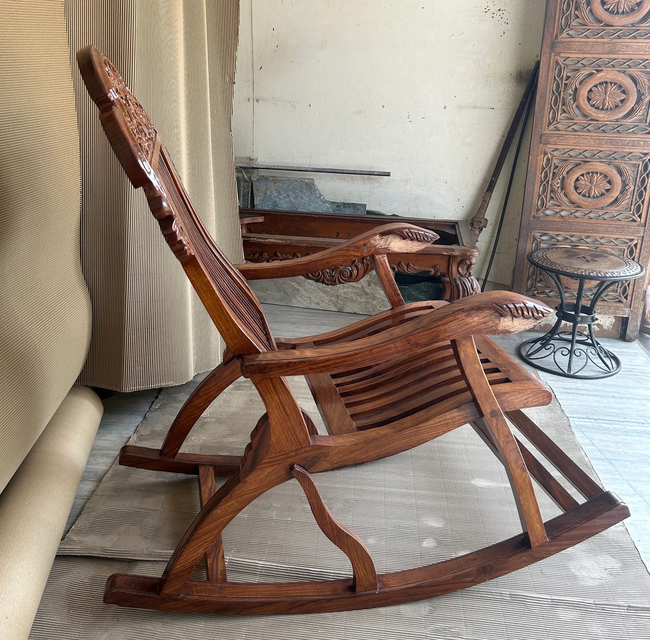 Handmade Wooden Rocking Chair: Rustic Home Décor Furniture - Etsy