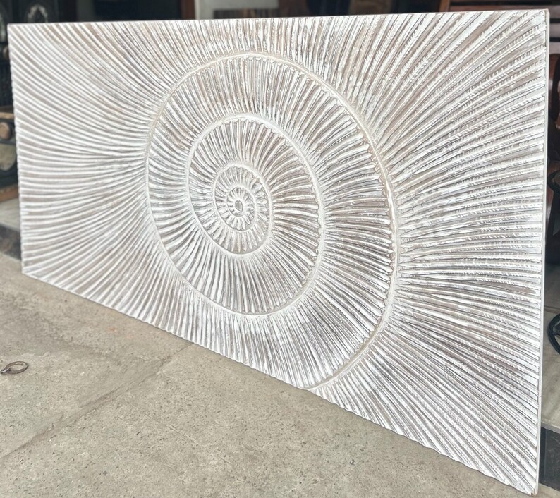 Queen Size Hand Carved Shell Headboard - Unique Wooden Bed Headboard ...