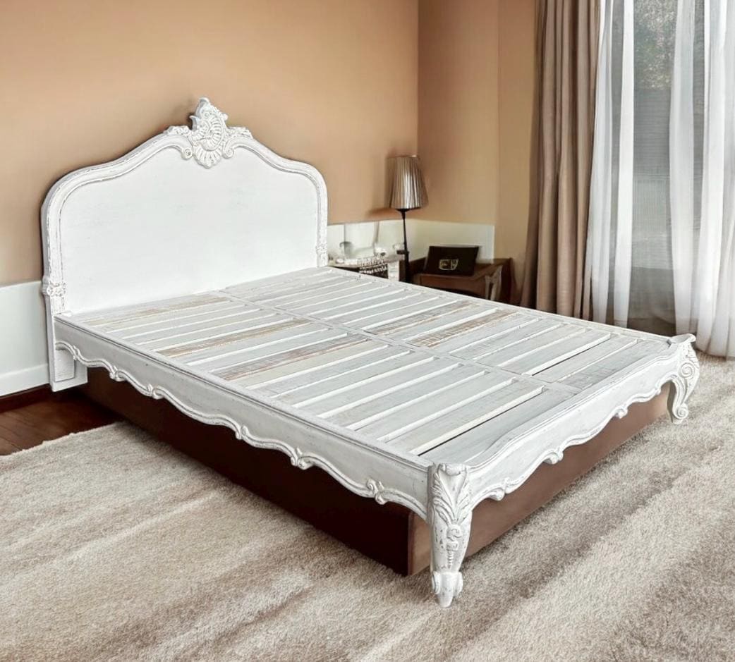 King Size Handmade Carved Bed Frame Solid Mango Wood Home Decor Bed ...