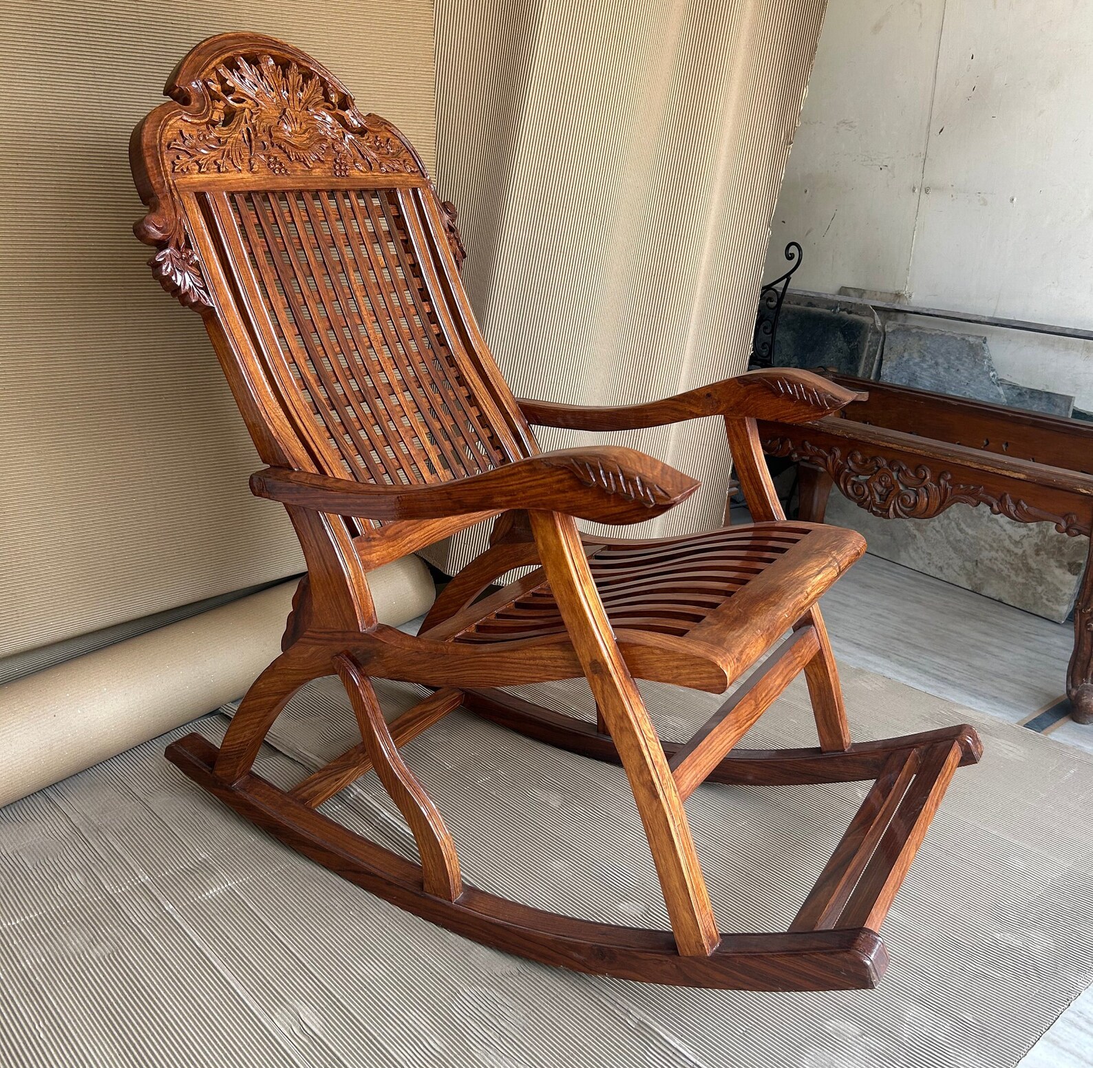 Handmade Wooden Rocking Chair: Rustic Home Décor Furniture - Etsy