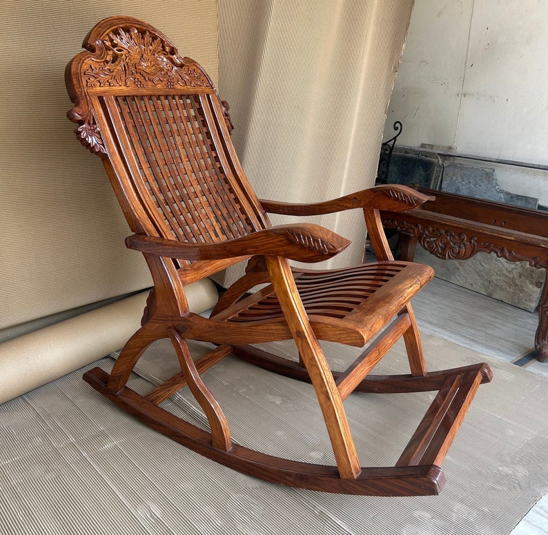 Handmade Wooden Rocking Chair: Rustic Home Décor Furniture - Etsy