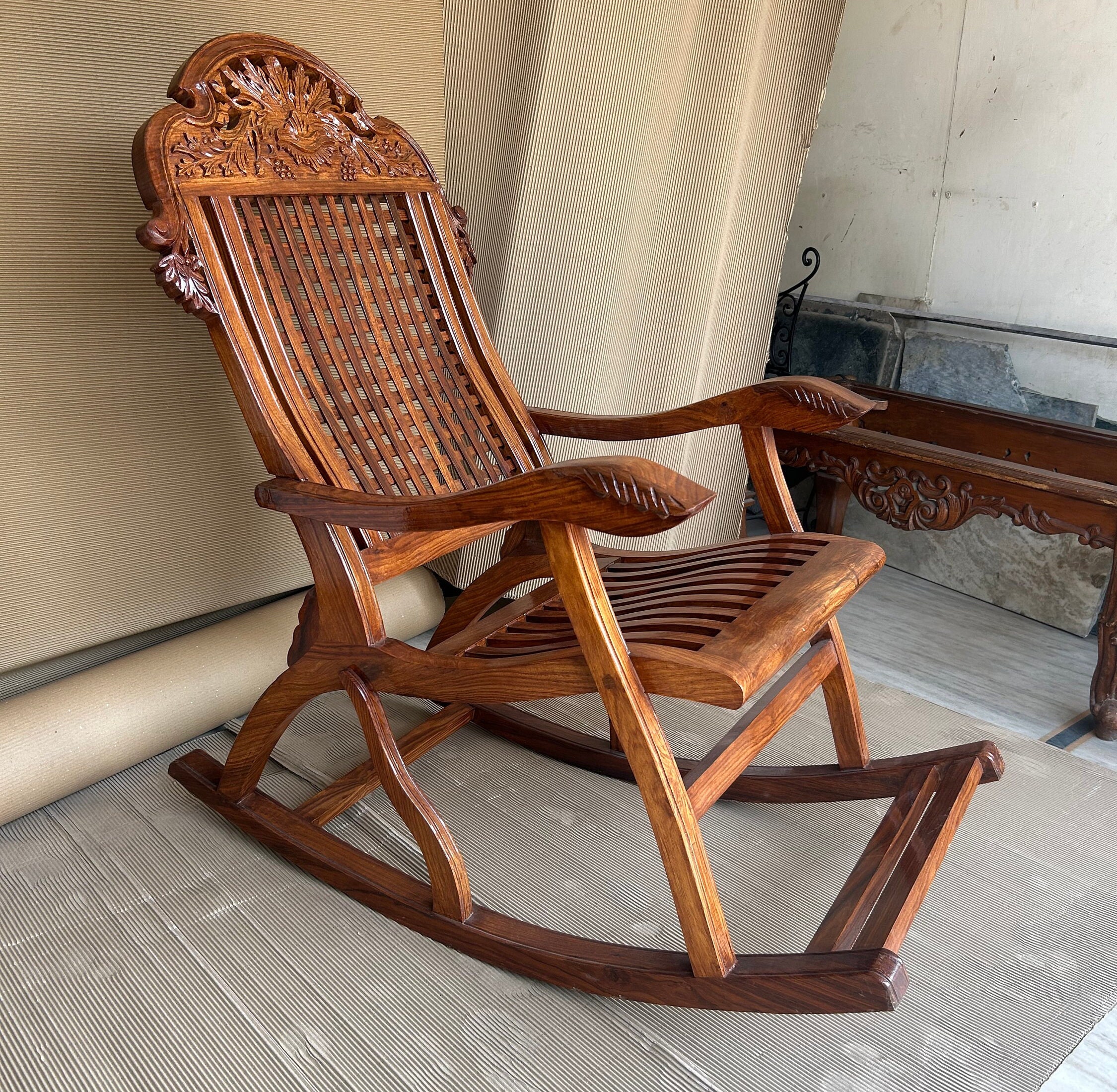 Handmade Wooden Rocking Chair: Rustic Home Décor Furniture - Etsy