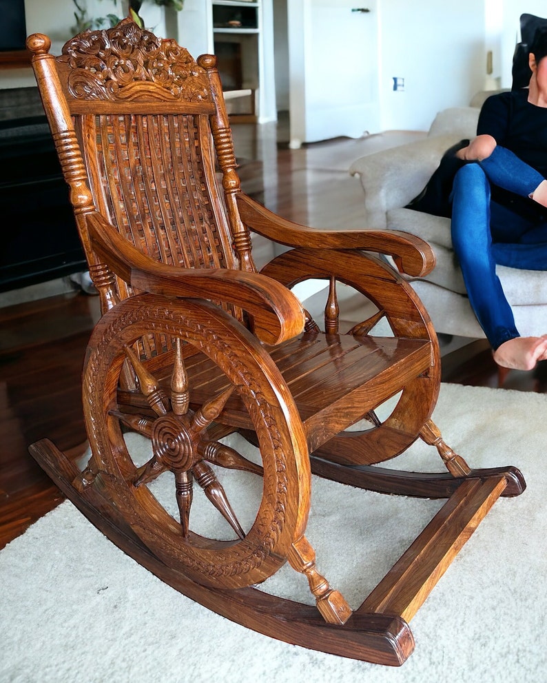 Handmade Wooden Rocking Chair: Vintage Stylish Home Decor Furniture ...