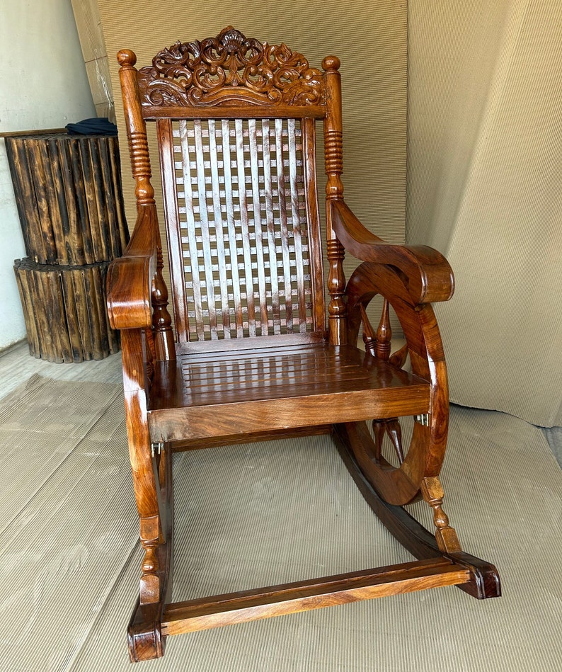Handmade Wooden Rocking Chair: Vintage Stylish Home Decor Furniture ...