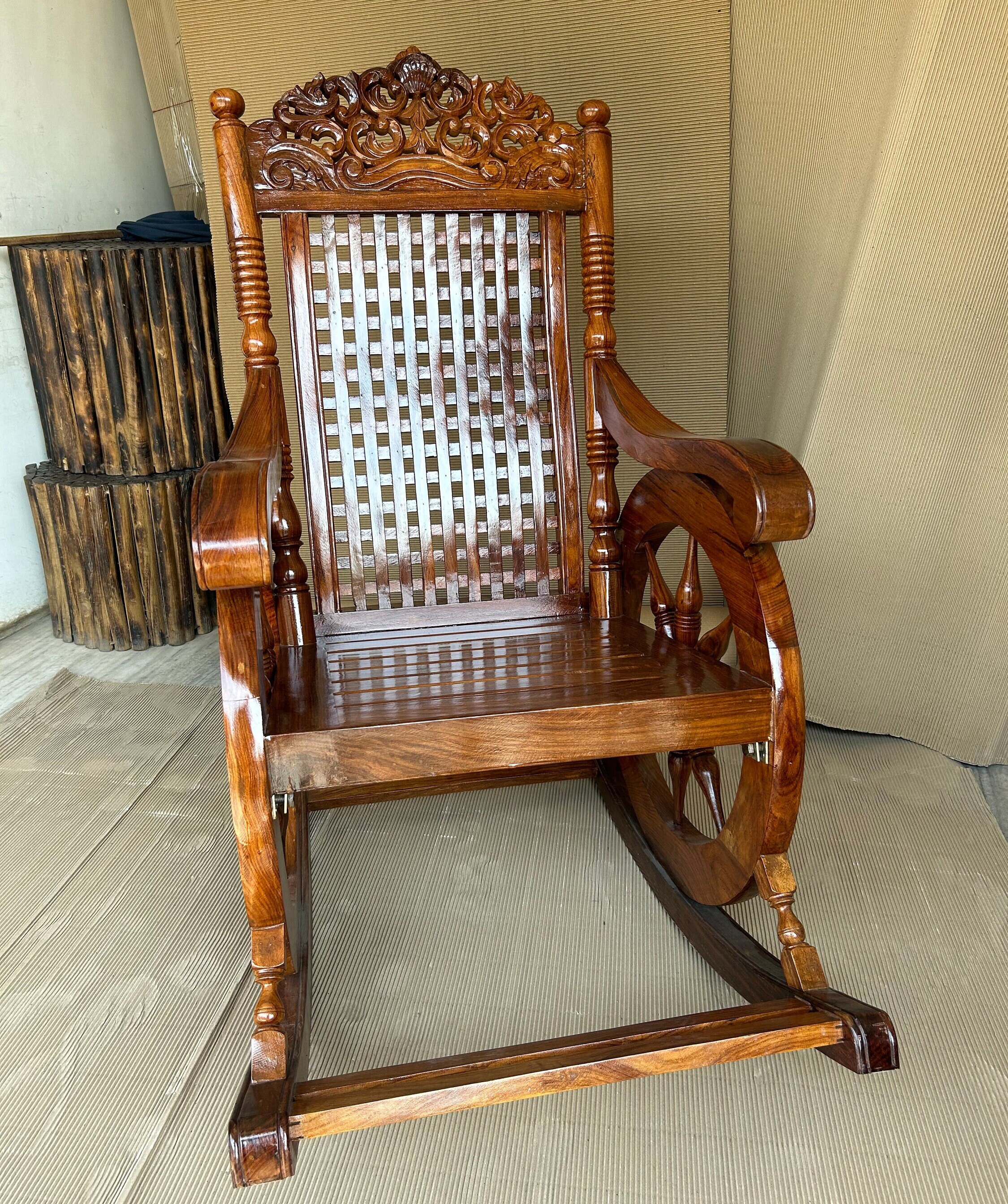 Handmade Wooden Rocking Chair: Vintage Stylish Home Decor Furniture ...