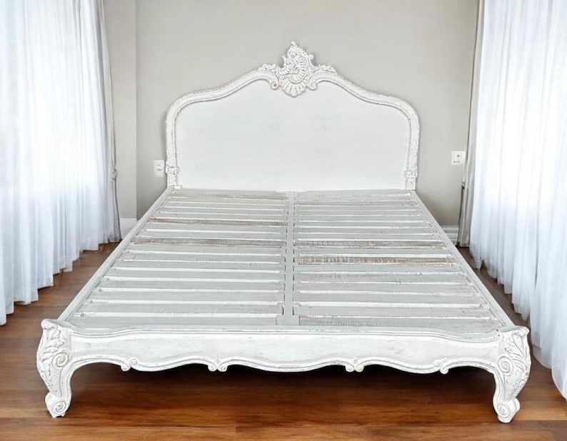 King Size Handmade Carved Bed Frame Solid Mango Wood Home Decor Bed ...
