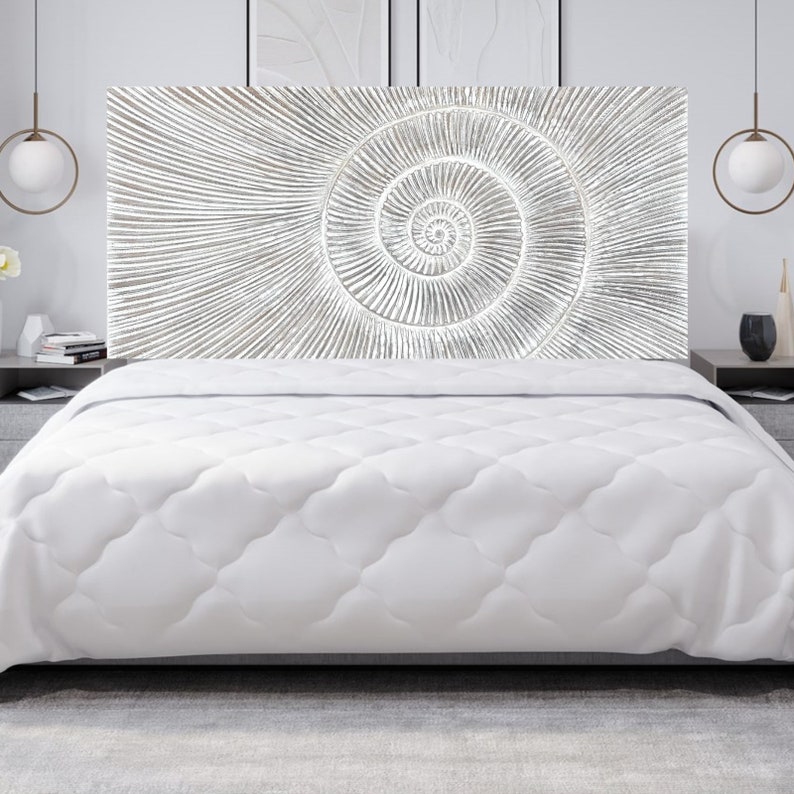 Queen Size Hand Carved Shell Headboard - Unique Wooden Bed Headboard ...