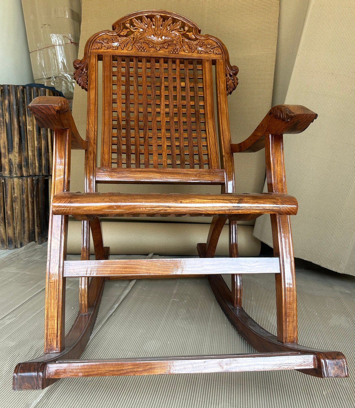 Handmade Wooden Rocking Chair: Rustic Home Décor Furniture - Etsy