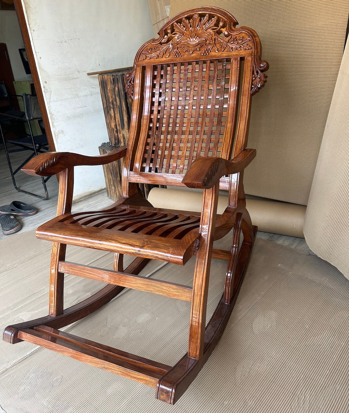 Handmade Wooden Rocking Chair: Rustic Home Décor Furniture - Etsy
