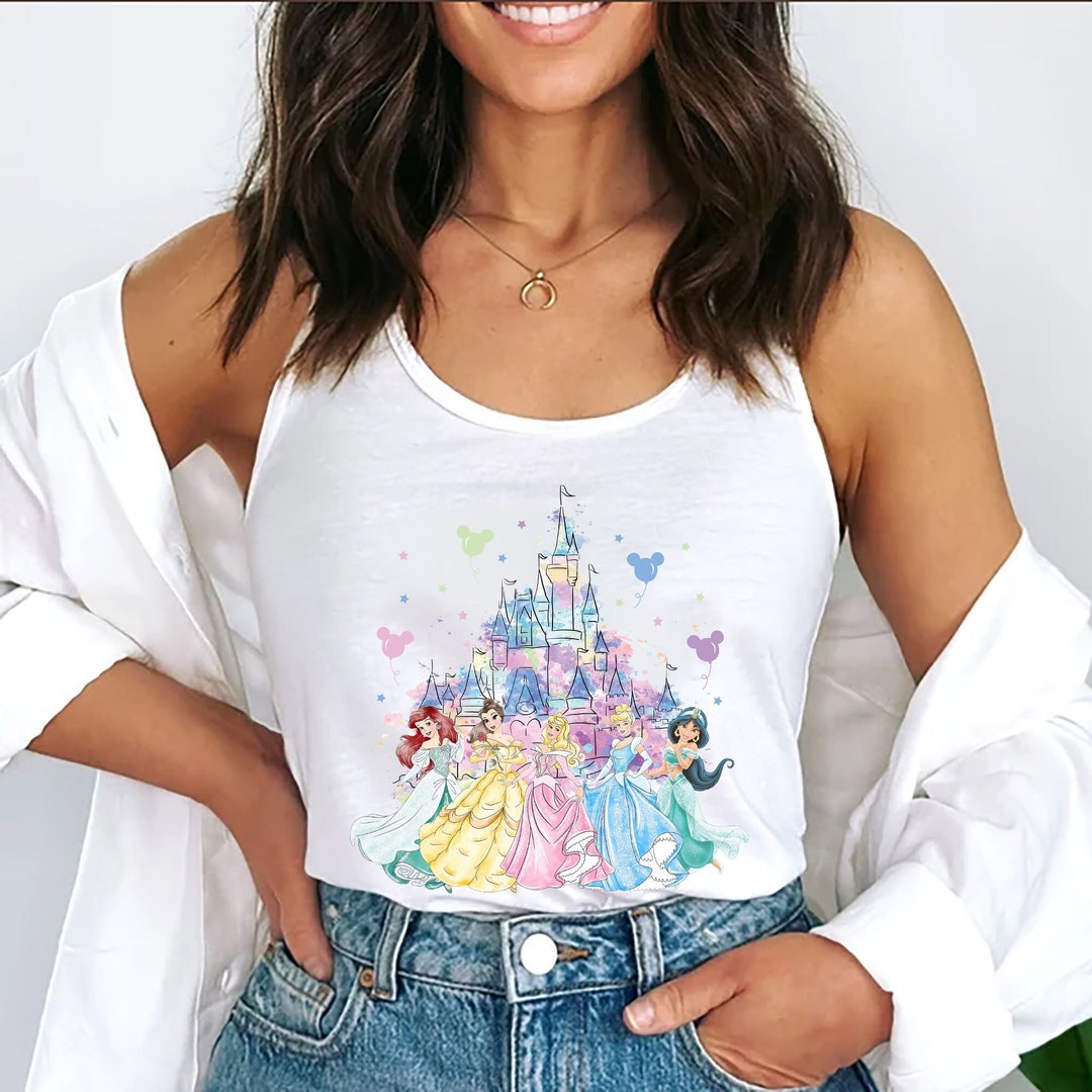 Disney Princess Castle Tank, Watercolor Princess Tank, Disney Castle ...