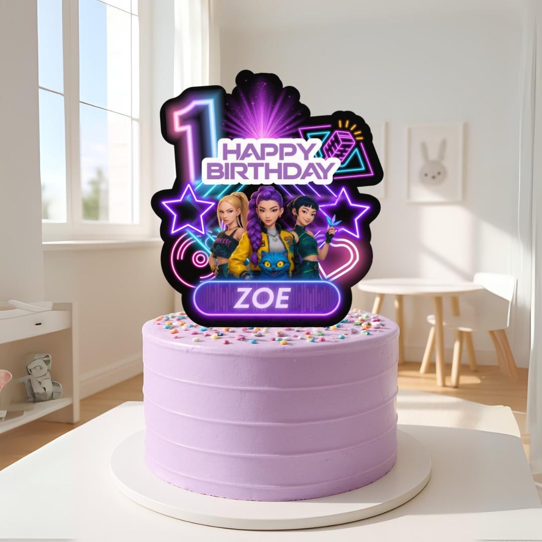 Kpop Huntrix Birthday Cake Topper , Kpop Demon Hunters Birthday Cake ...