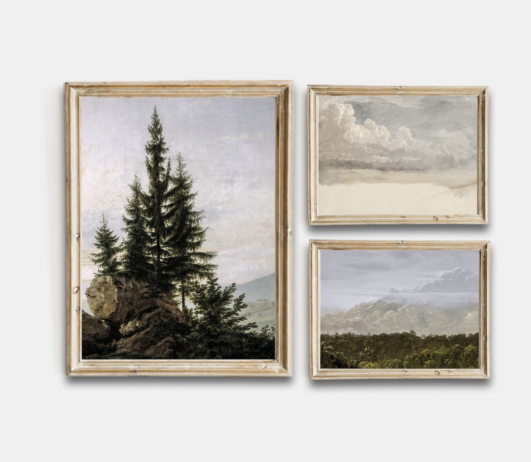 Vintage Pine Trees Printable, Rustic Prints Gallery Wall Art Set of 3 ...