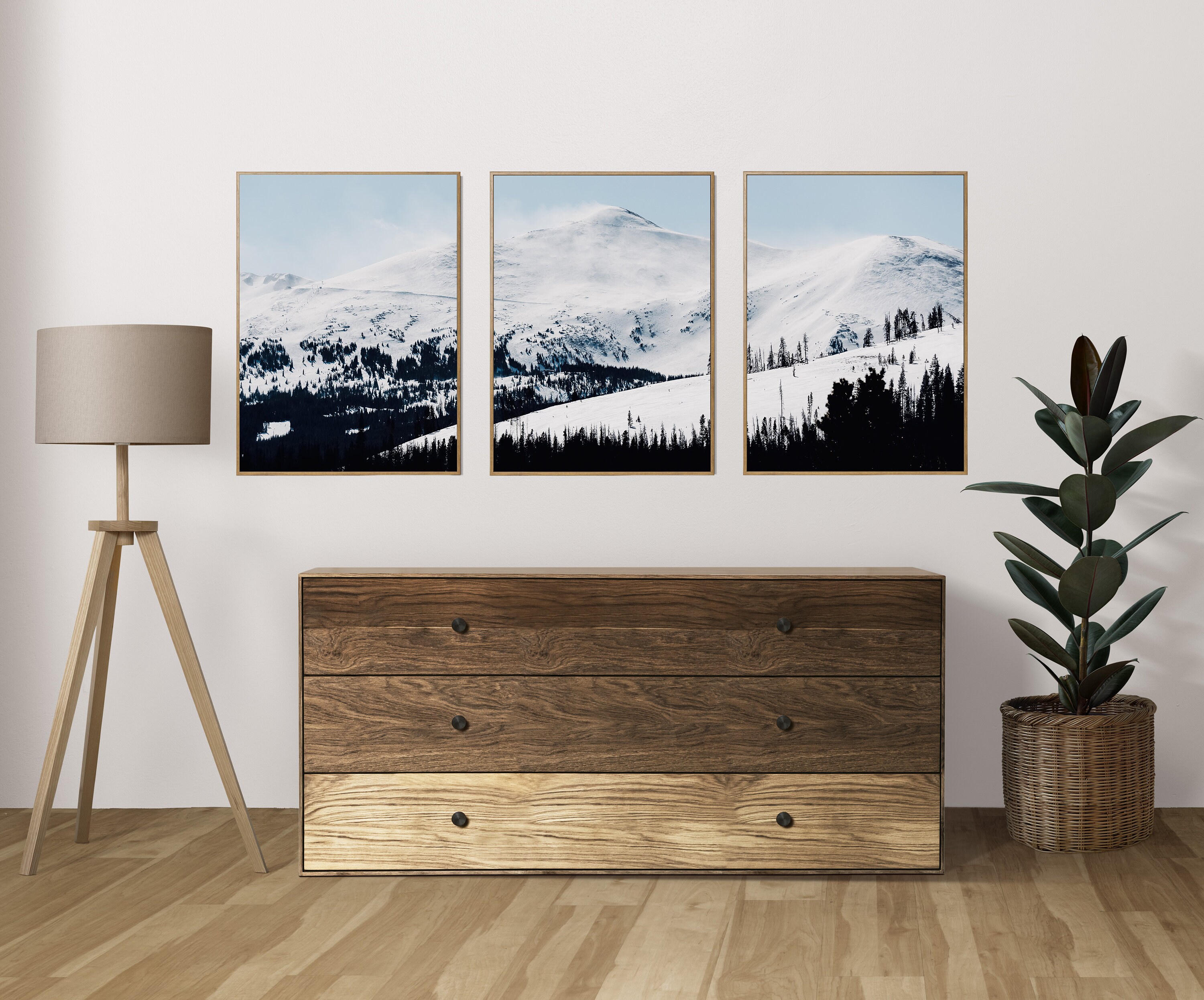 Winter Gallery Wall Art Set of 3, Modern Winter Forest Poster, Pine ...