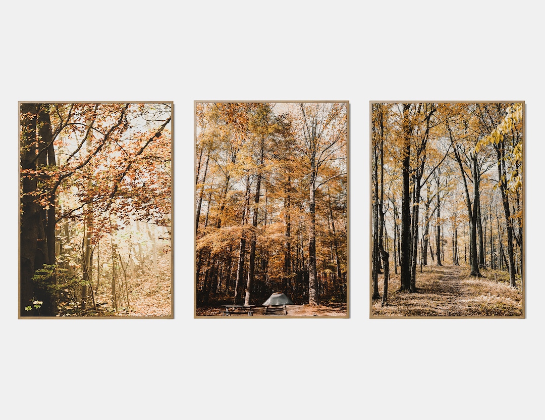 Autumn Landscape Printable Set, Fall Gallery Wall Art Set of 3, Autumn ...