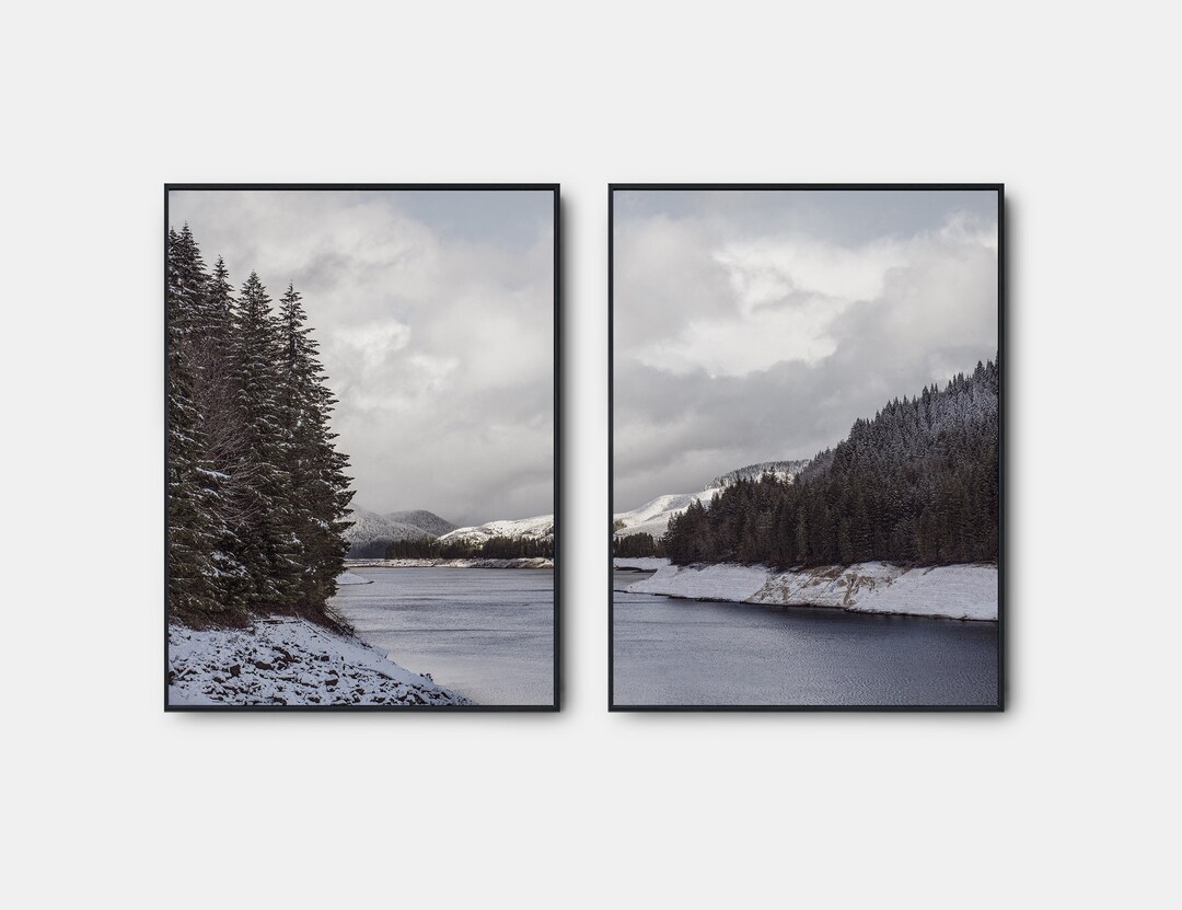 Winter Gallery Wall Art Set of 2, Modern Winter Forest Poster, Modern ...