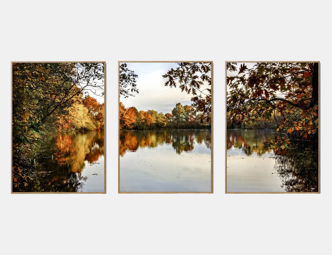Autumn Landscape Lake Printable Set, Fall Gallery Wall Art Set of 3 ...