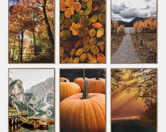 Autumn Landscape Printable Set, Fall Gallery Wall Art Set of 3, Autumn ...
