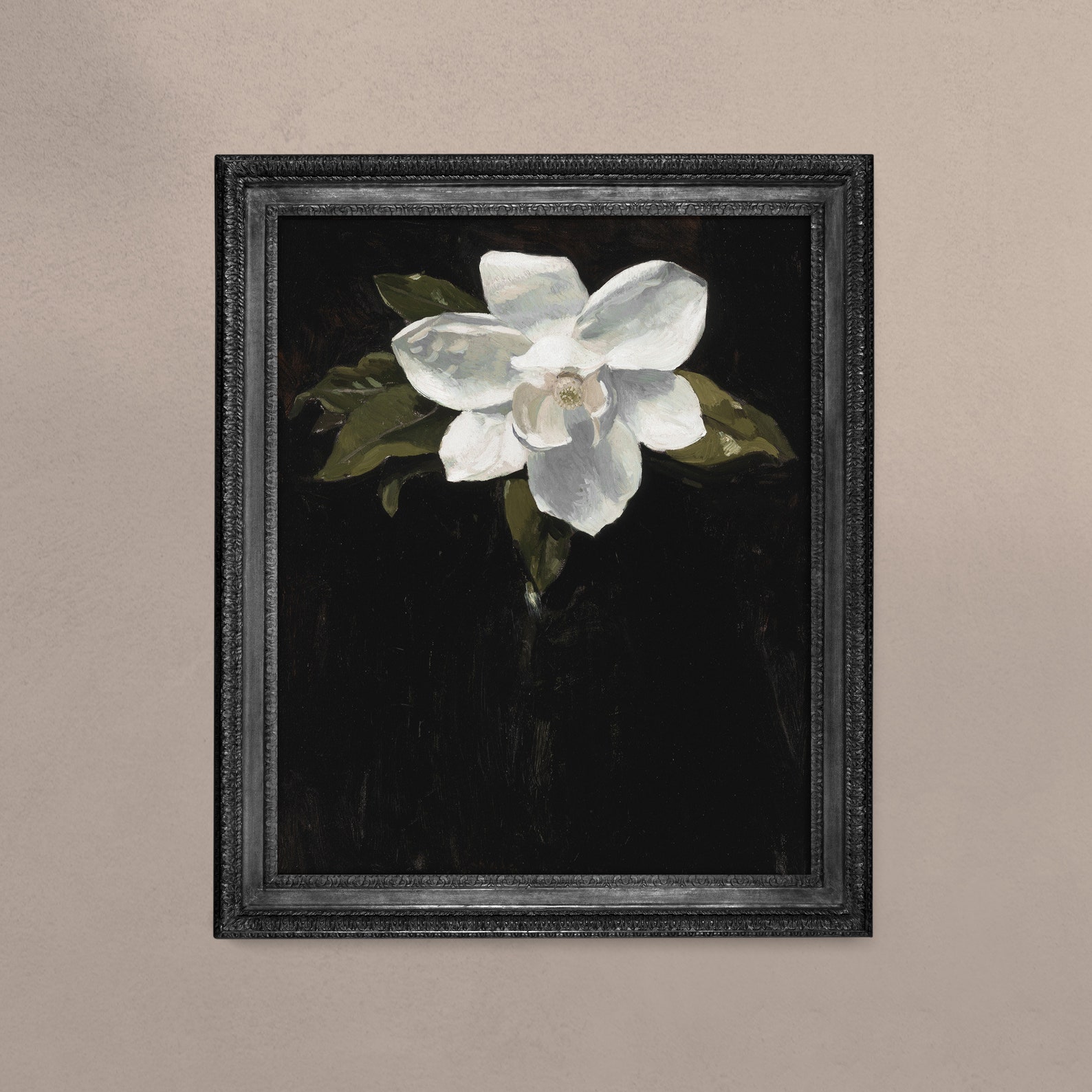 Dark Magnolia, Dark Academia Decor Painting, Green Vintage Printable ...
