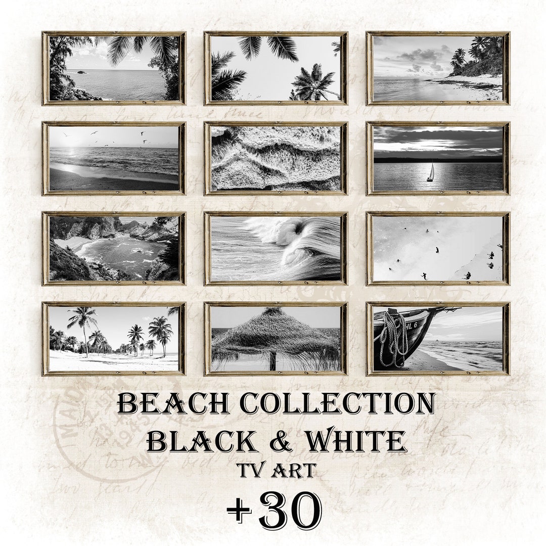 Modern Art Samsung Frame Tv, Beach Black & White Tv, 4k Tv, Frame Tv ...