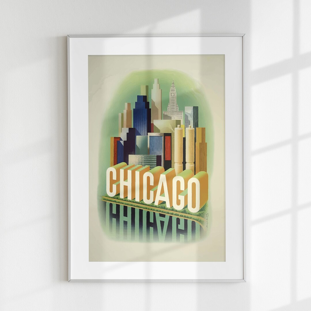 Chicago Poster Wall Art, Travel Poster, American Print, Vintage Chicago ...