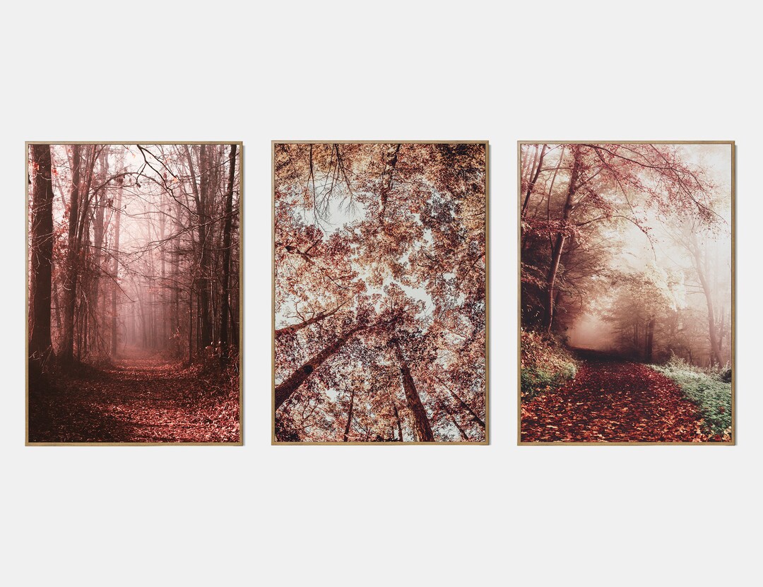 Autumn Landscape Printable Set, Fall Gallery Wall Art Set of 3, Autumn ...