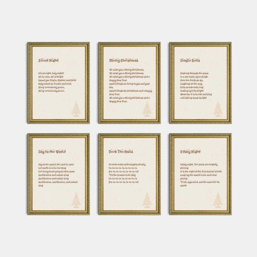 Christmas Carols Printable, Gallery Wall Art Set of 6, Xmas Prints ...