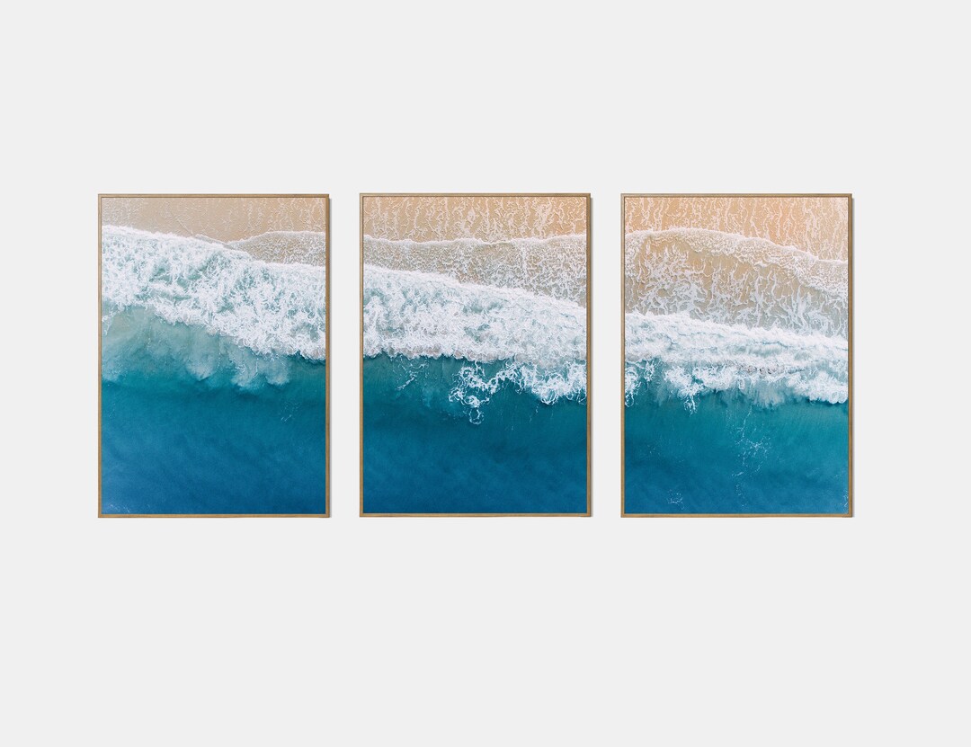 Pastel Ocean Print Set of 3, Modern Coastal Printable, Tropical Ocean ...
