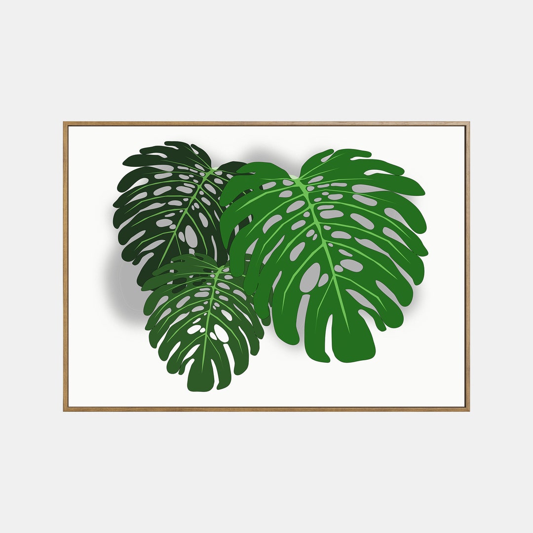 Monstera Leaves Print, Botanical Gallery Wall Print, Green Tropical ...