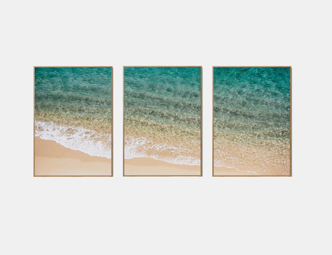 Pastel Ocean Print Set of 3, Modern Coastal Printable, Tropical Ocean ...