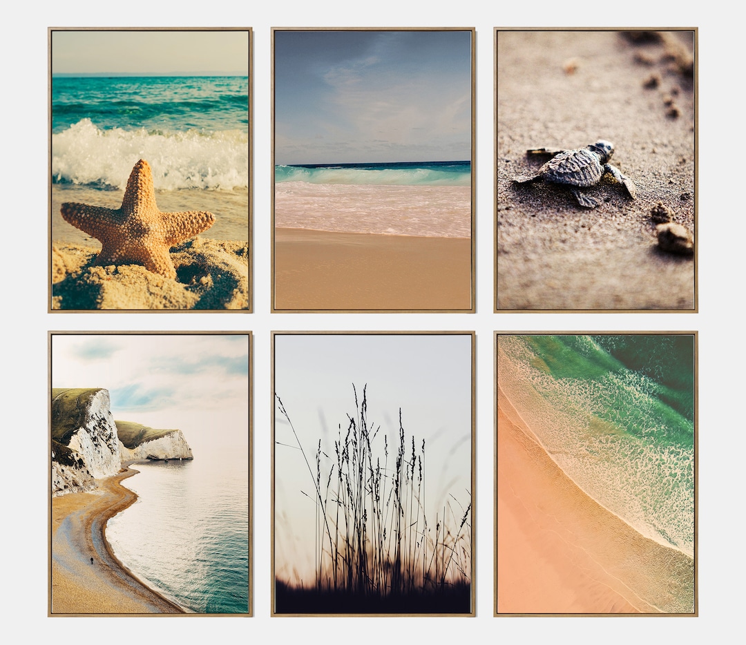 Neutral Beach Prints Set of 6, Pampas Wall Art, Dried Grass Printable ...