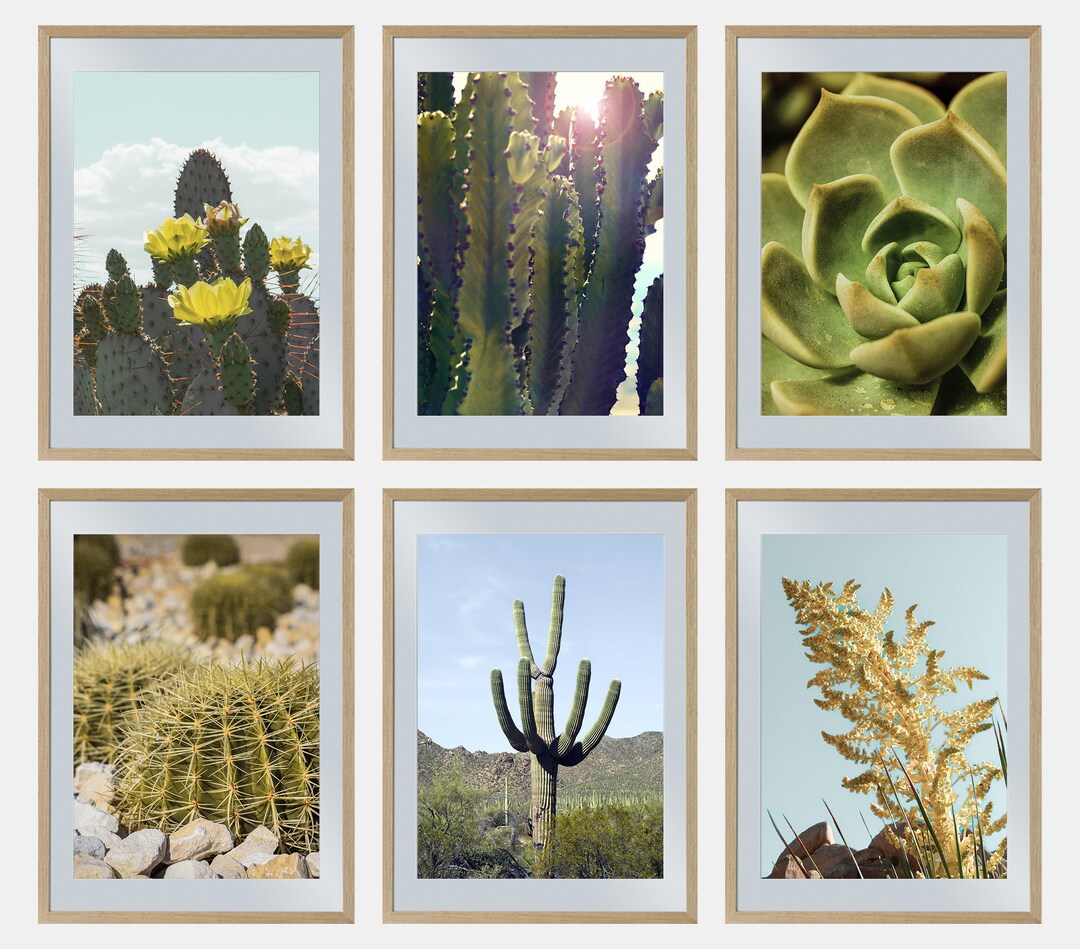 Saguaro Prints Set of 6, Arizona Desert Print, Cactus Desert ...