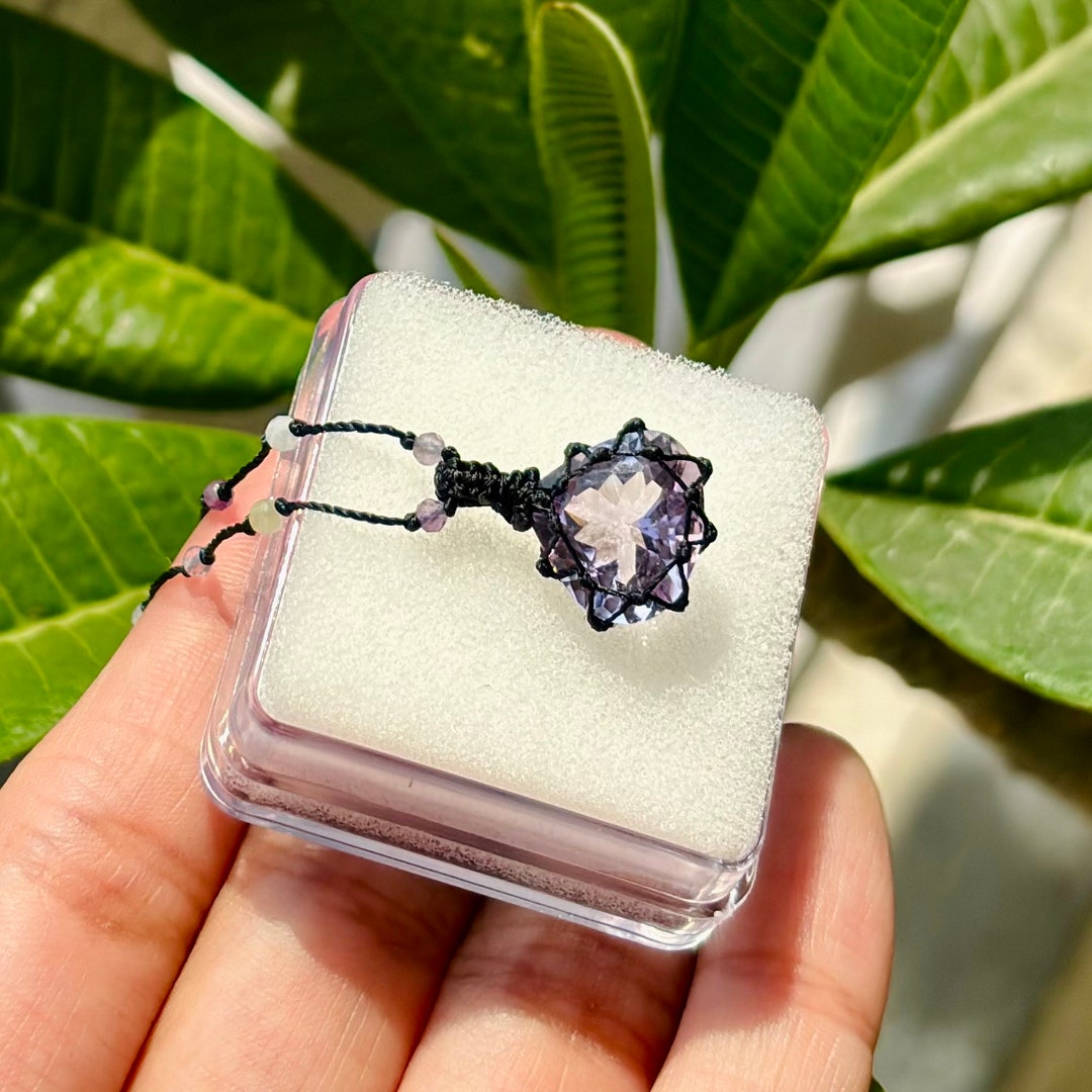 Top Quality Amethyst Faceted Cut Micro Macrame Beaded Necklace ...