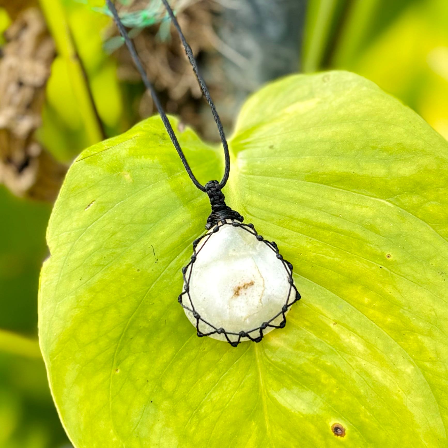 Solar Quartz Micro Macrame Pendant Necklace, Solar Quartz Macrame ...