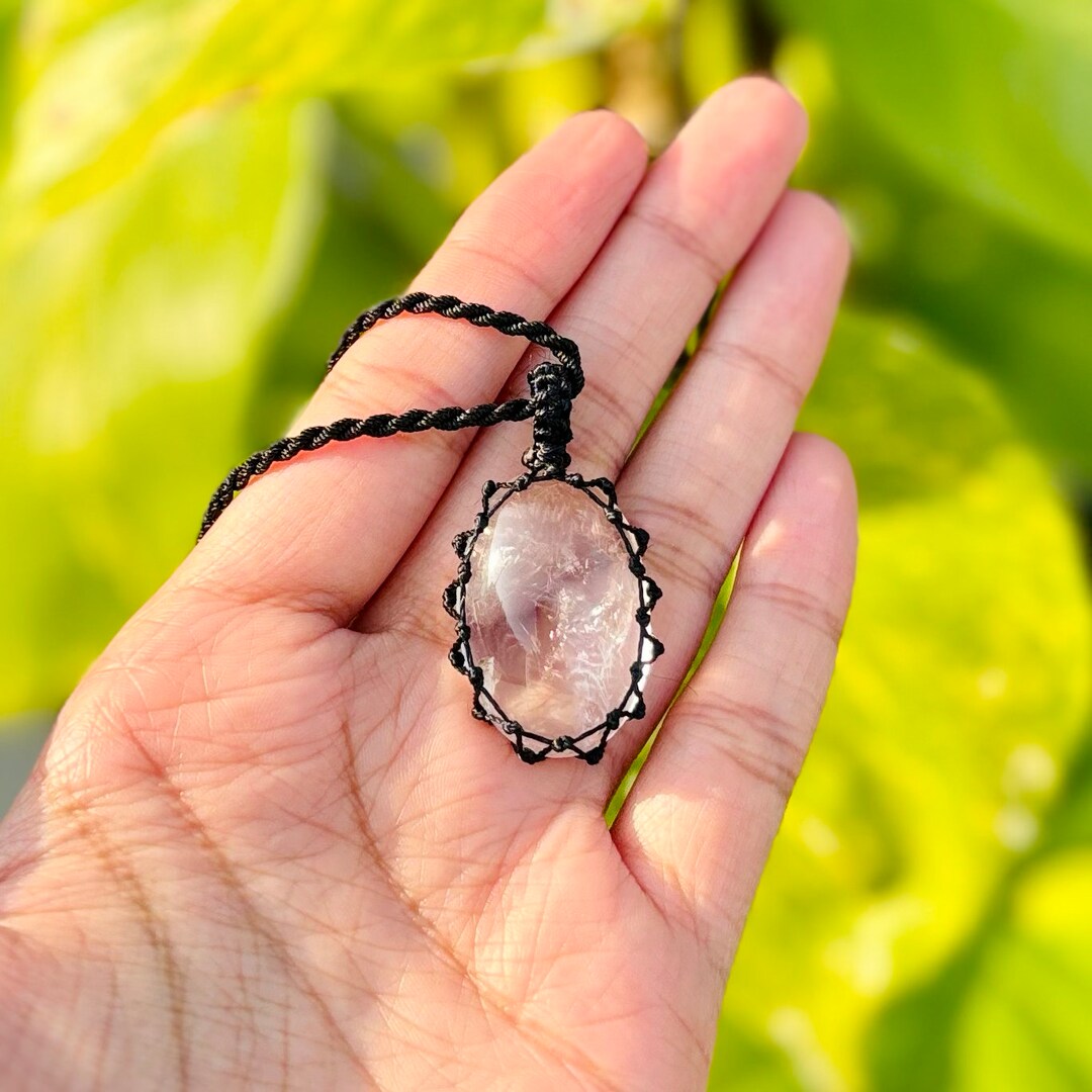 Lavender Amethyst Macrame Pendant Necklace, Lavender Amethyst Macrame ...