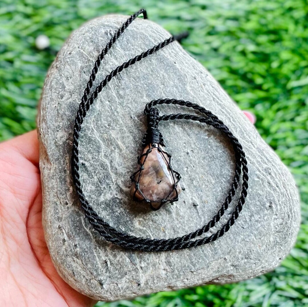 Sunstone in Moonstone Macrame Pendant Necklace, Sunstone Moonstone ...