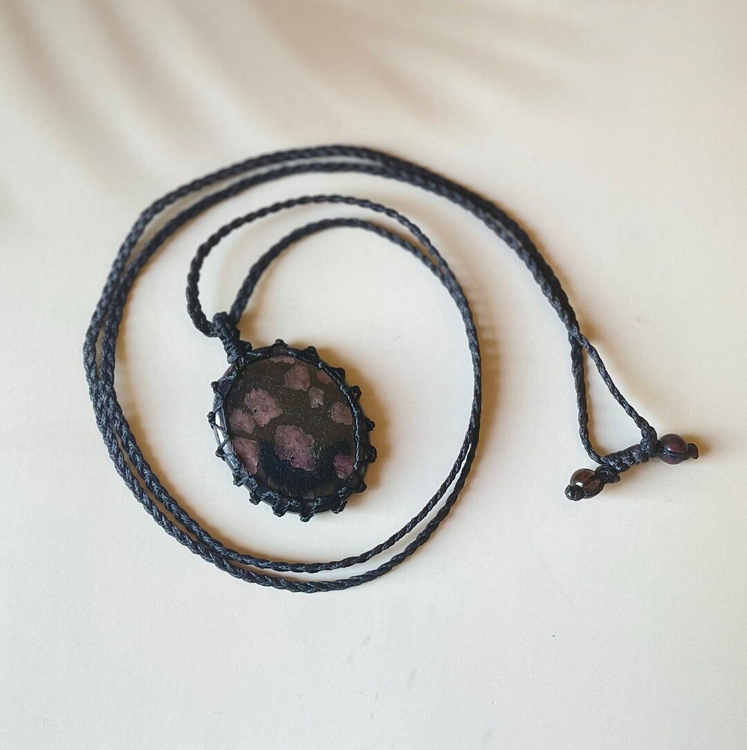 Ruby in Matrix Macrame Pendant Necklace, Ruby in Matrix Macrame Jewelry ...