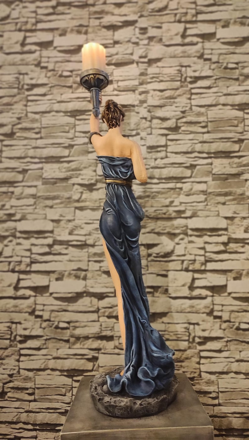Hand-painted Lady With Torch Statue: Candle Holder, 28.74" - Etsy